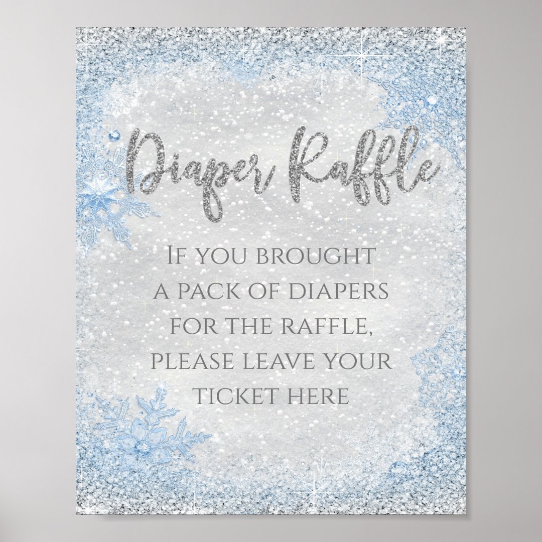Winter Wonderland Diaper Raffle Table Sign | Zazzle