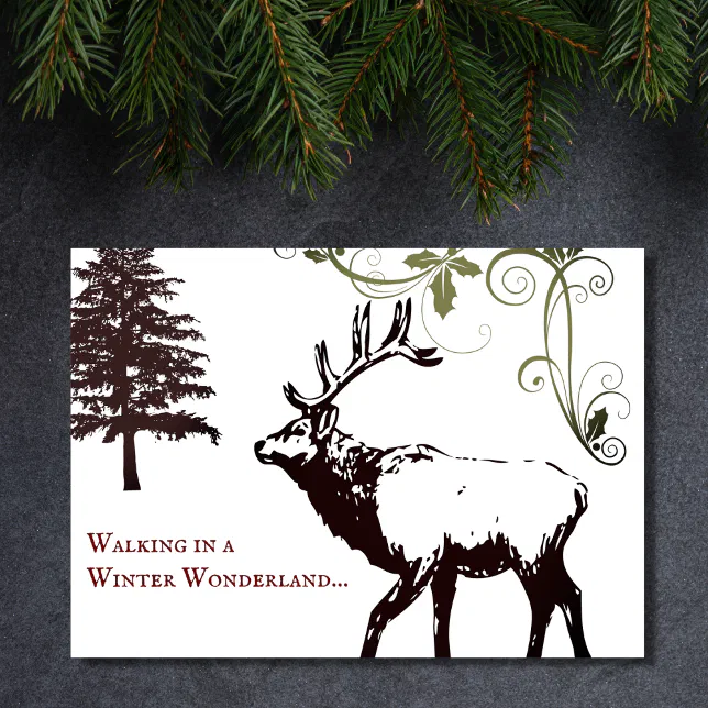 Winter Wonderland Elk Happy Holidays Christmas Card | Zazzle