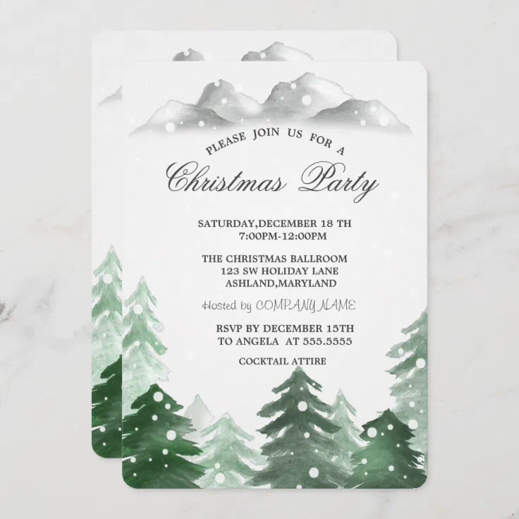Winter Wonderland Forest Christmas Party Invitation | Zazzle