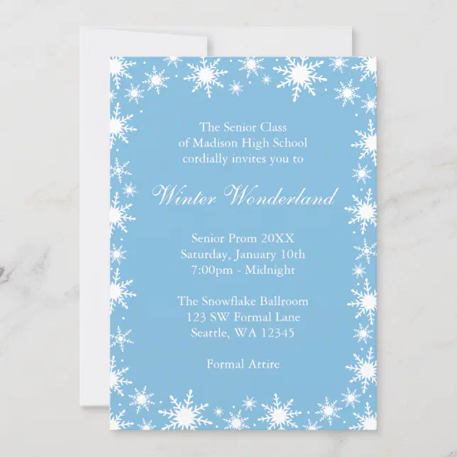 Winter Wonderland Formal Prom Dance Ball Invitation | Zazzle