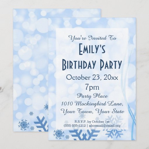 Winter Wonderland Frozen Frost Ice Birthday Party Invitation | Zazzle