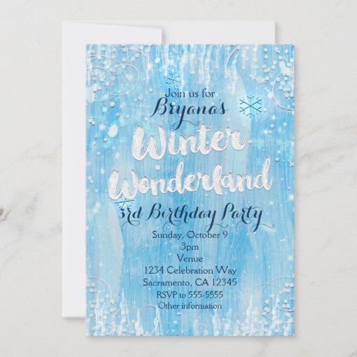 Winter Wonderland Frozen Ice Blue Party Invitation | Zazzle