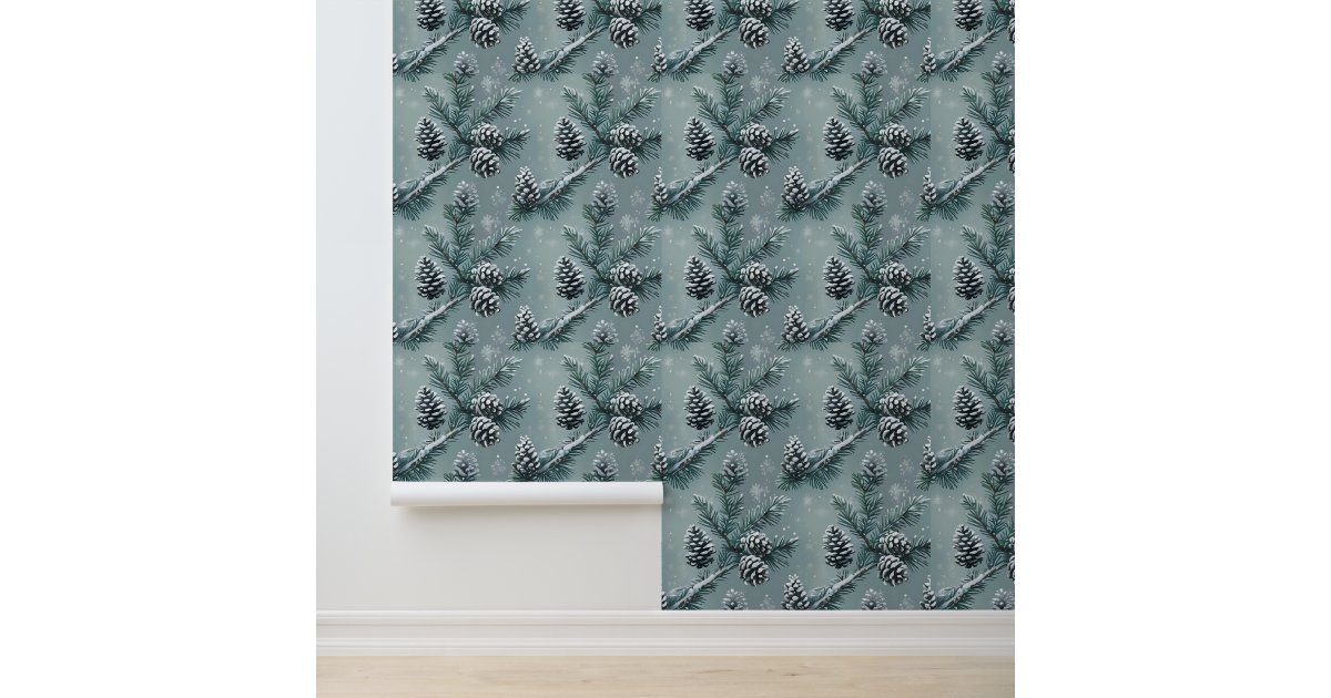 Winter Wonderland Pine Forest Peel and Stick Wallpaper | Zazzle
