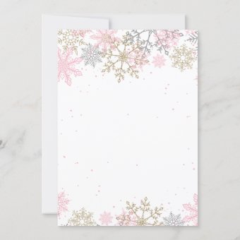 Winter Wonderland Pink Gold Snowflake Birthday Invitation | Zazzle