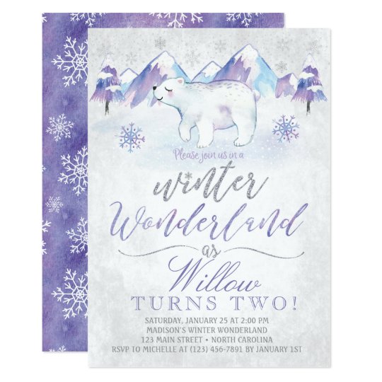 Winter Wonderland Polar Bear Birthday Invitation | Zazzle.com