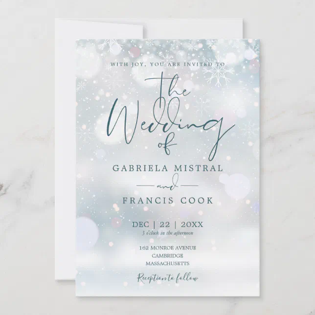 Winter Wonderland QR Code Snow Wedding Invitation | Zazzle
