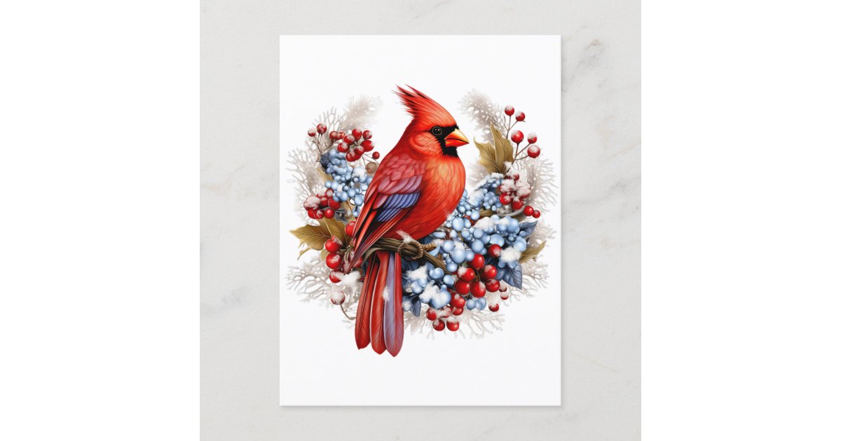 Winter Wonderland Red Cardinal Postcard | Zazzle
