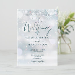 Winter Wonderland Script Snow Photo Wedding Invitation | Zazzle