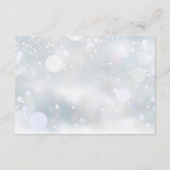 Winter Wonderland Script Snow Wedding Reception Enclosure Card | Zazzle