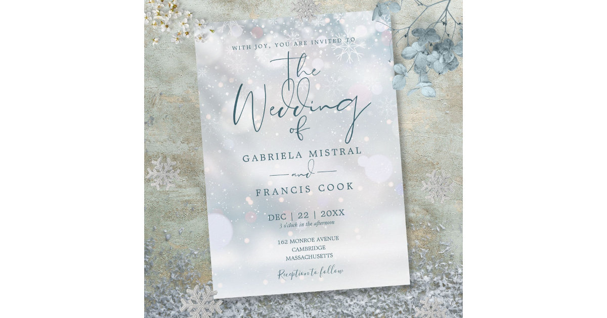 Winter Wonderland Script Snowflakes Wedding Invitation | Zazzle