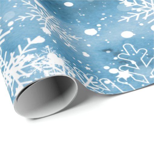 Winter Wonderland,Snow Blue Holiday Wrapping Paper | Zazzle