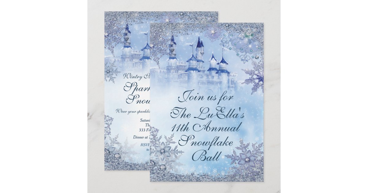 Winter Wonderland Snowflake Ball Invitations | Zazzle