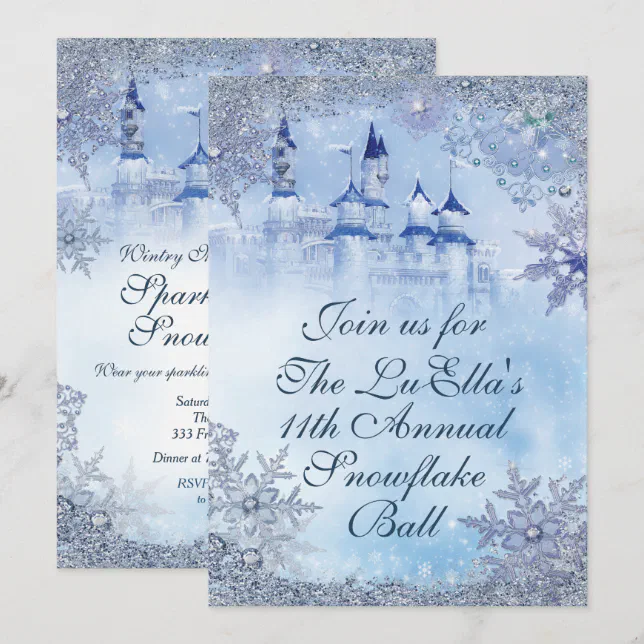 Winter Wonderland Snowflake Ball Invitations | Zazzle