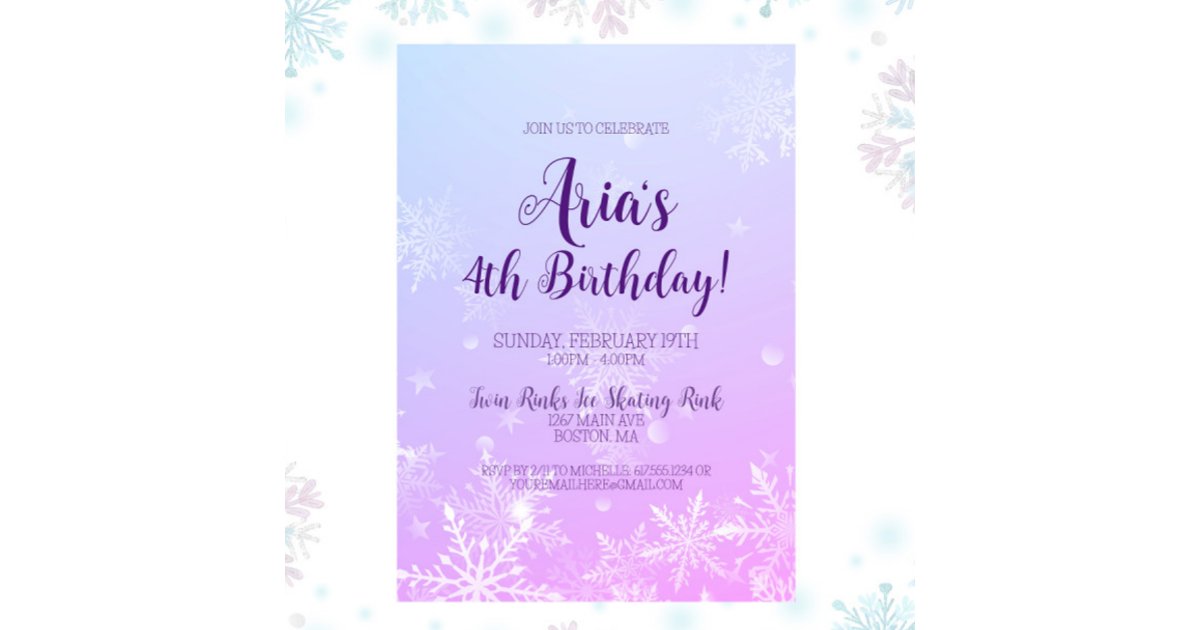 Winter Wonderland Snowflake Birthday Invitation | Zazzle