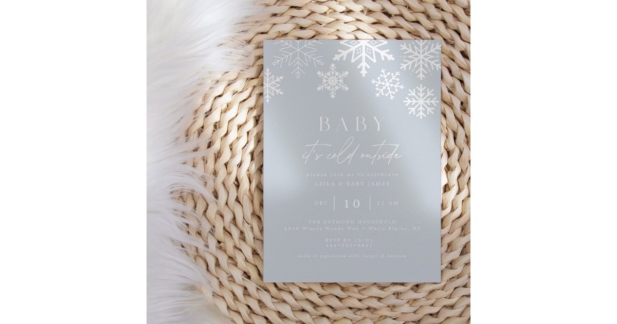 Winter Wonderland Snowflake Boy Baby Shower Invitation | Zazzle
