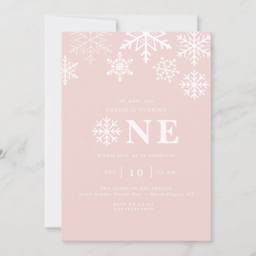 Winter Wonderland Snowflake Girls Pink Birthday Invitation | Zazzle