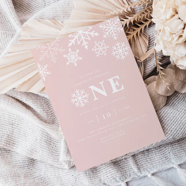 Winter Wonderland Snowflake Girls Pink Birthday Invitation | Zazzle