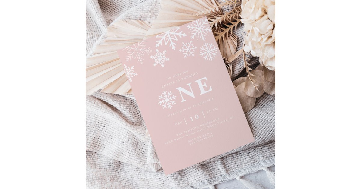 Winter Wonderland Snowflake Girls Pink Birthday Invitation | Zazzle