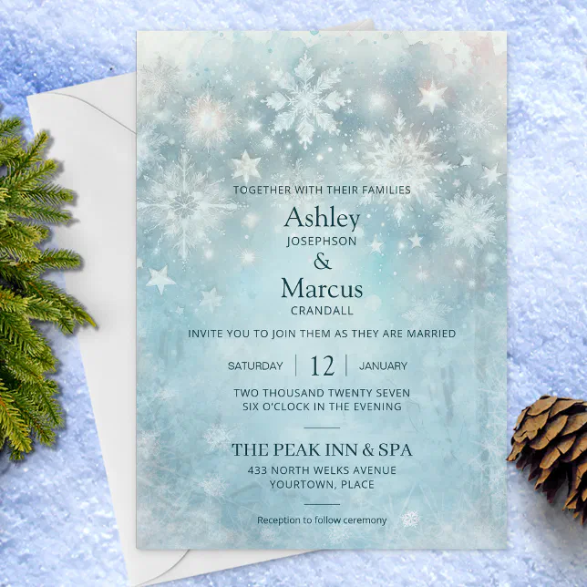 Winter Wonderland Snowflake Wedding Invitation | Zazzle