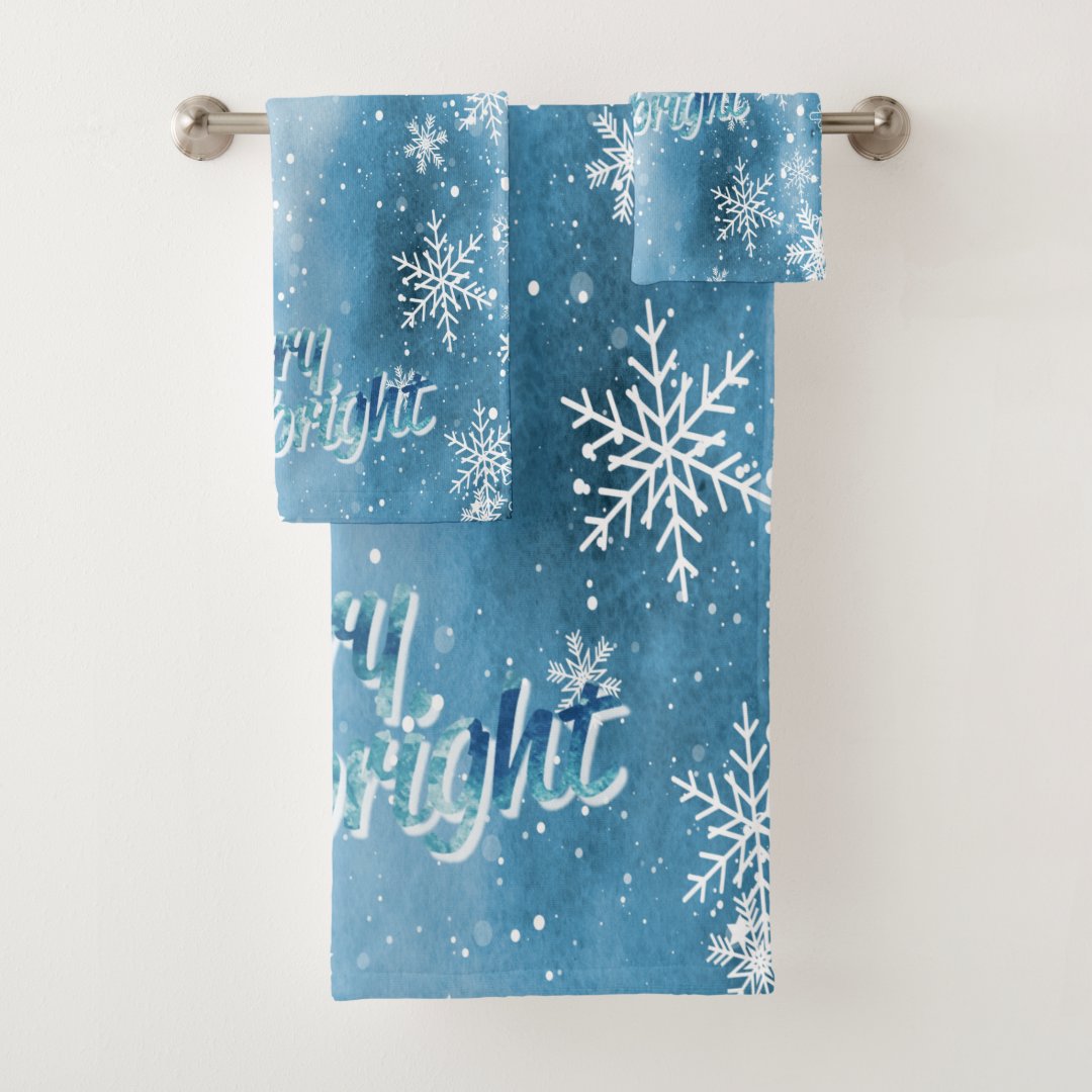 Winter Wonderland,Snowflakes Blue Holiday Bath Towel Set | Zazzle