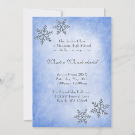 Winter Wonderland Snowflakes Blue Prom Formal Invitation | Zazzle.com