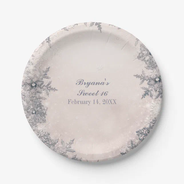 Winter Wonderland Snowflakes Cream Elegant Party Paper Plates | Zazzle