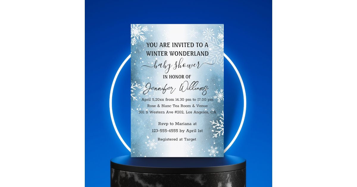 winter wonderland snowflakes elegant baby shower invitation | Zazzle
