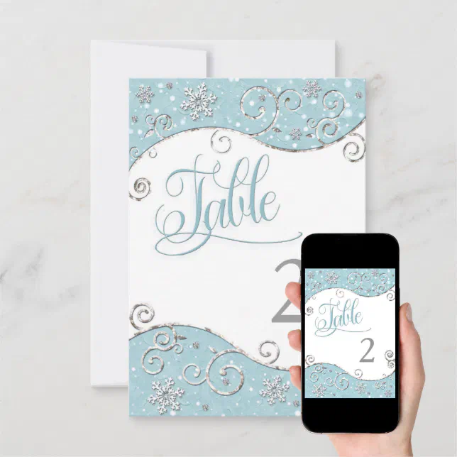 Winter Wonderland Snowflakes Table Number Card | Zazzle