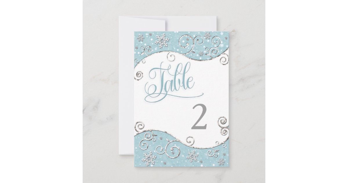 Winter Wonderland Snowflakes Table Number Card | Zazzle