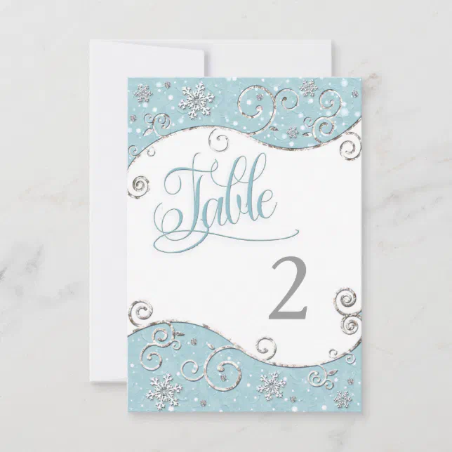 Winter Wonderland Snowflakes Table Number Card | Zazzle