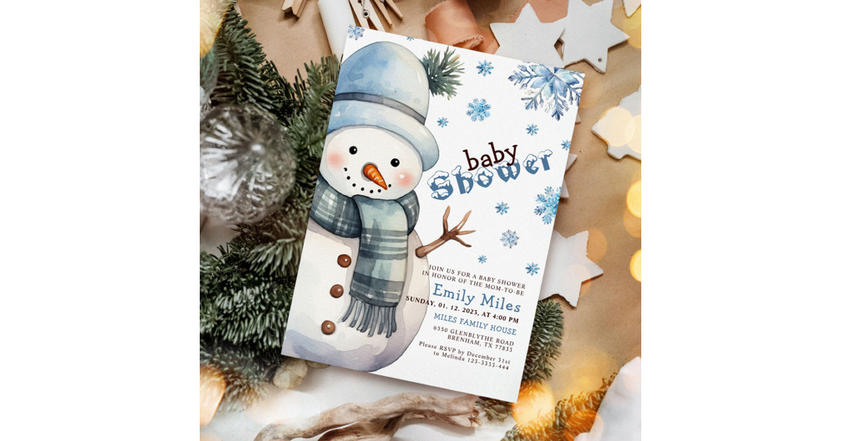 Winter Wonderland Snowman Baby Shower Invitation | Zazzle