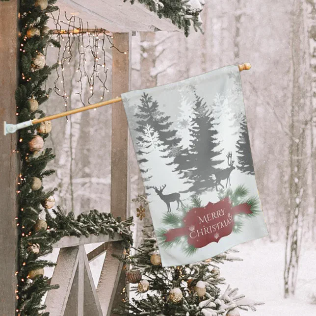 Winter Wonderland Weatherproof House Flag - Red | Zazzle