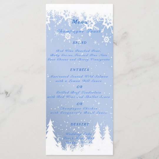 Winter Wonderland Wedding, Snow, Christmas Party, Menu | Zazzle.com