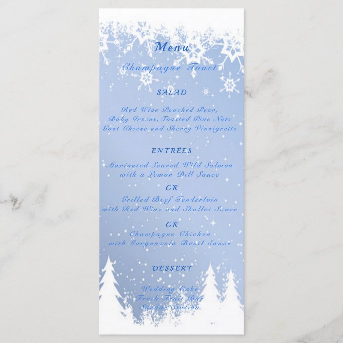 Winter Wonderland Wedding, Snow, Christmas Party, Menu | Zazzle.com