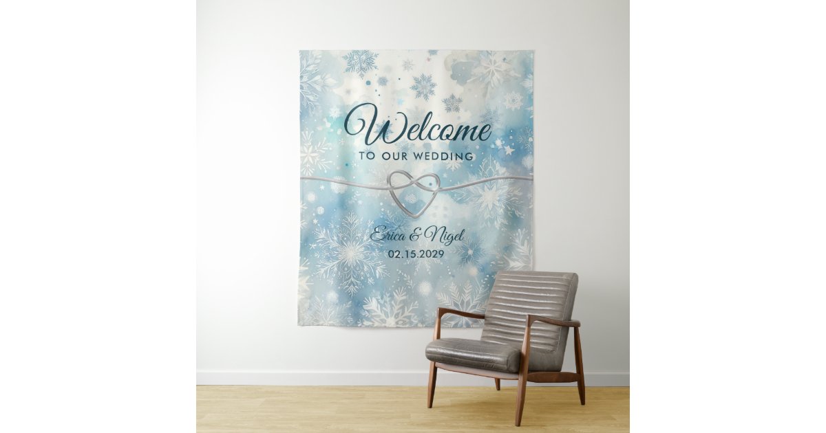 Winter Wonderland Wedding Welcome Backdrop | Zazzle