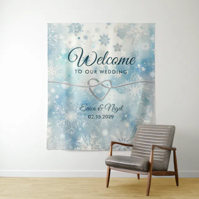 Winter Wonderland Wedding Welcome Backdrop | Zazzle