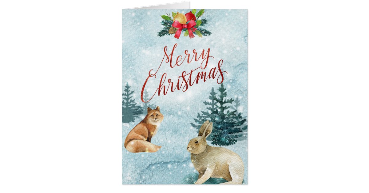 Winter Wonderland with Fox & Rabbit Christmas | Zazzle