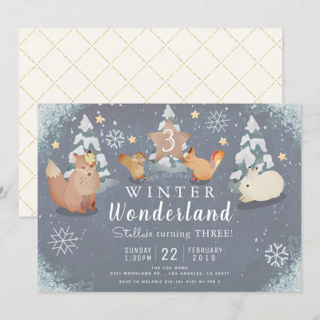 Winter Wonderland Woodland Animals Birthday Invitation | Zazzle