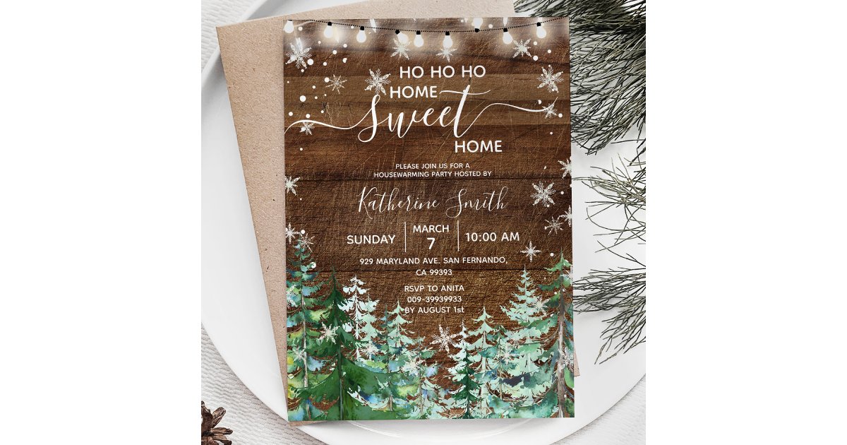 Winter Wood Rustic Housewarming Party Invitation | Zazzle