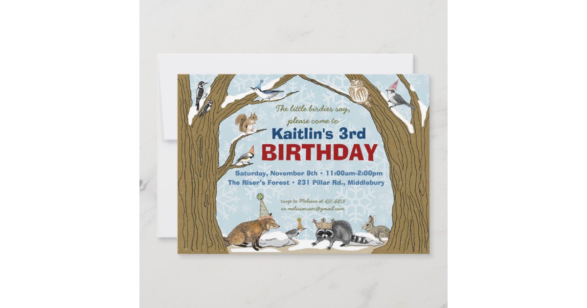 Winter Woodland Animal Party Invitation | Zazzle
