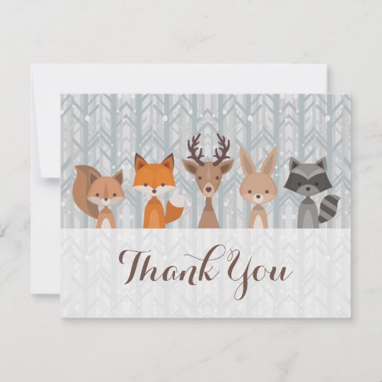 Winter Woodland Animal Thank You Card | Zazzle.com