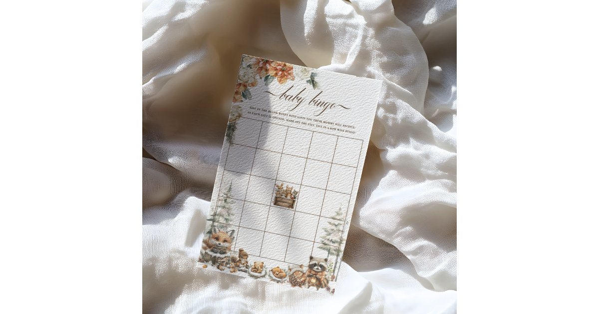 Winter Woodland Animals Baby Shower Bingo Game | Zazzle