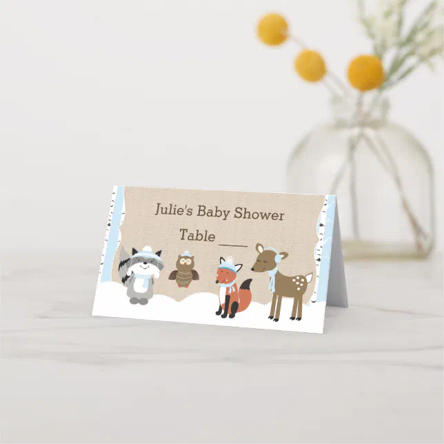 Winter Woodland Animals Blue Table Number Cards | Zazzle