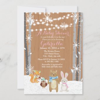 Winter Woodland Animals Forest Baby Shower Card | Zazzle