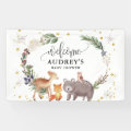 Winter Woodland Animals Landscape Welcome Banner | Zazzle