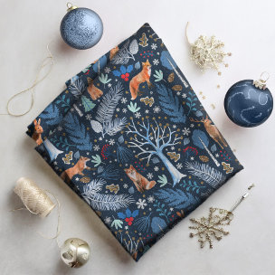 Blue Snowflake Fabric | Zazzle