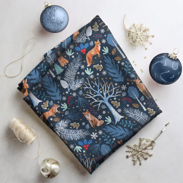 Blue Snowflake Fabric | Zazzle
