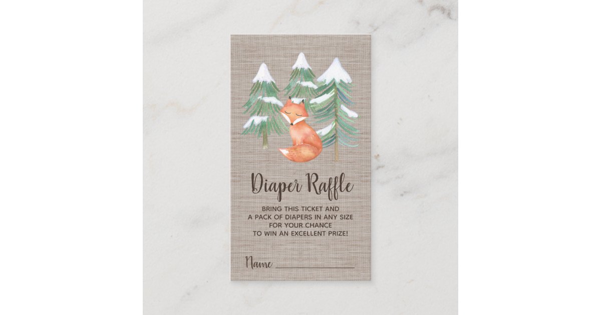 Winter Woodland Diaper Raffle Invitation Insert | Zazzle