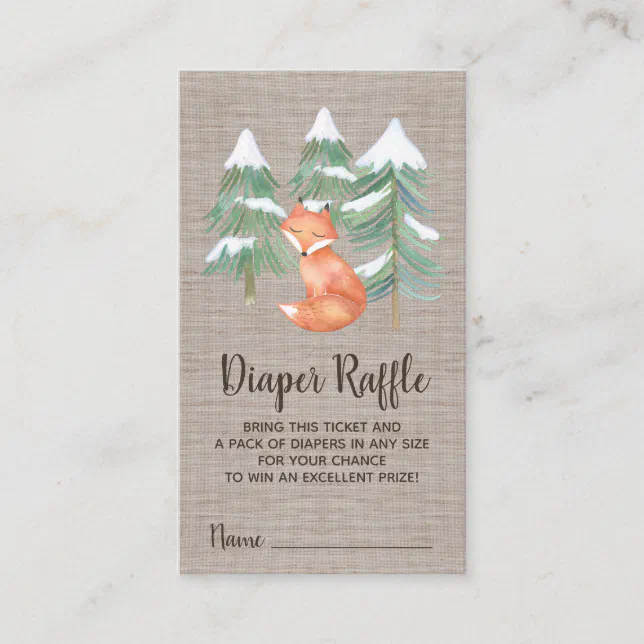 Winter Woodland Diaper Raffle Invitation Insert | Zazzle