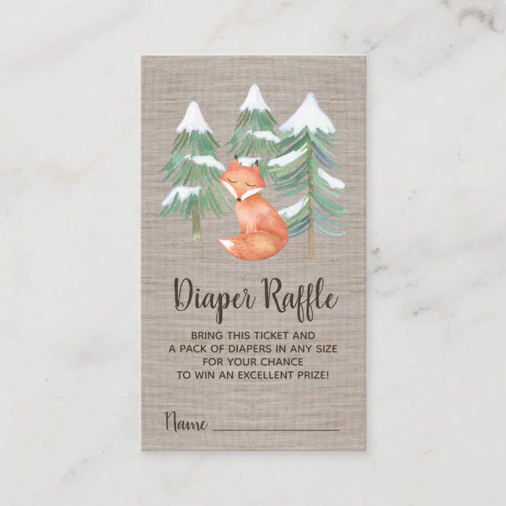 Winter Woodland Diaper Raffle Invitation Insert | Zazzle